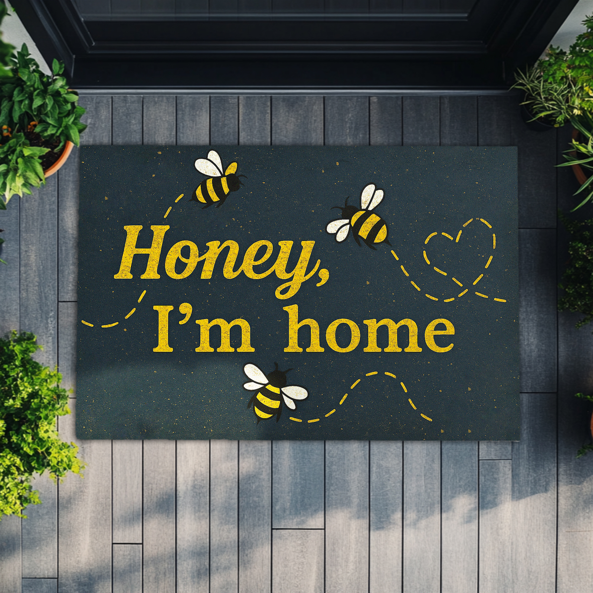 Honey I'm Home Doormat – Cute Bee-Themed Welcome Rug for Porch ...