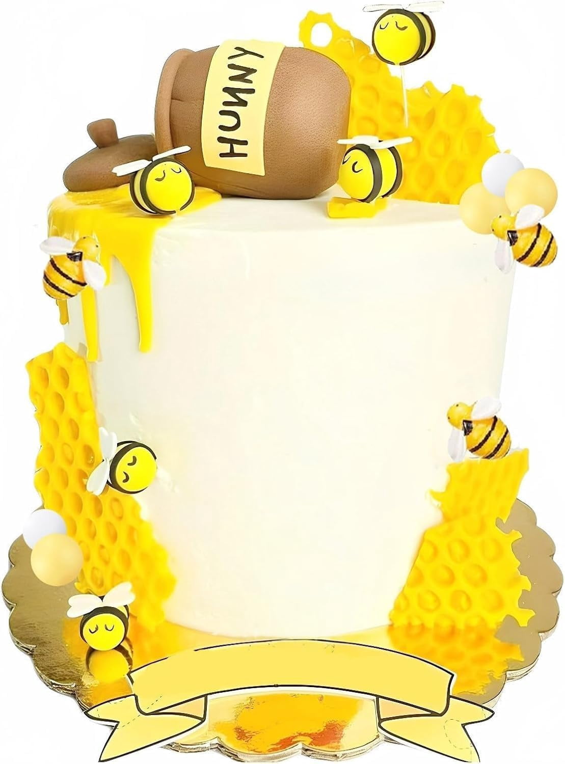 Honey Jar Cake Topper, 25pcs Bee Toppers With Honeycomb And Cover ...