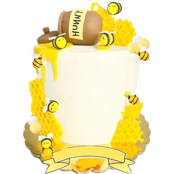 Honey Jar Cake Topper, 25pcs Bee Toppers With Honeycomb And Cover ...