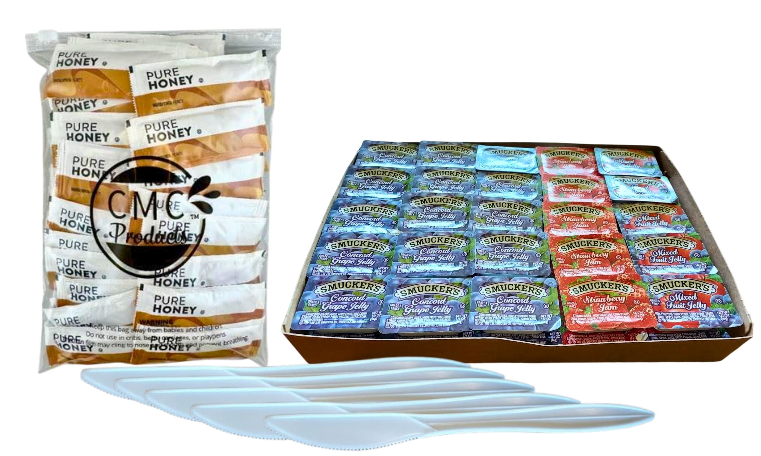 Honey and Jelly Packets Bundle – 50 Honey Packets in Releasable Slide ...