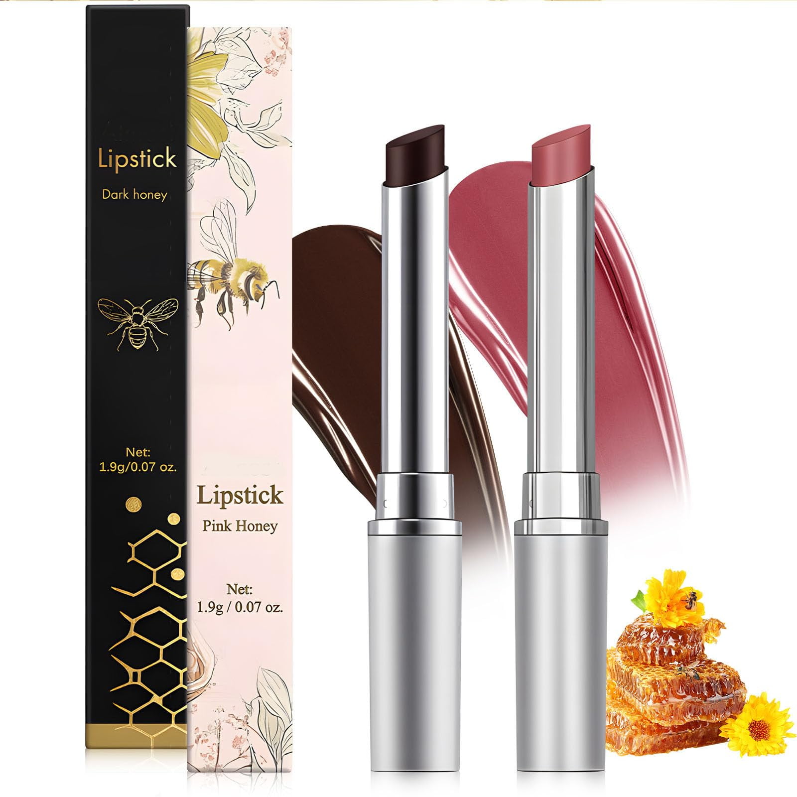 Honey Lipstick, Pink Honey Lipstick for Women, Natural Glossy Lips Balm ...