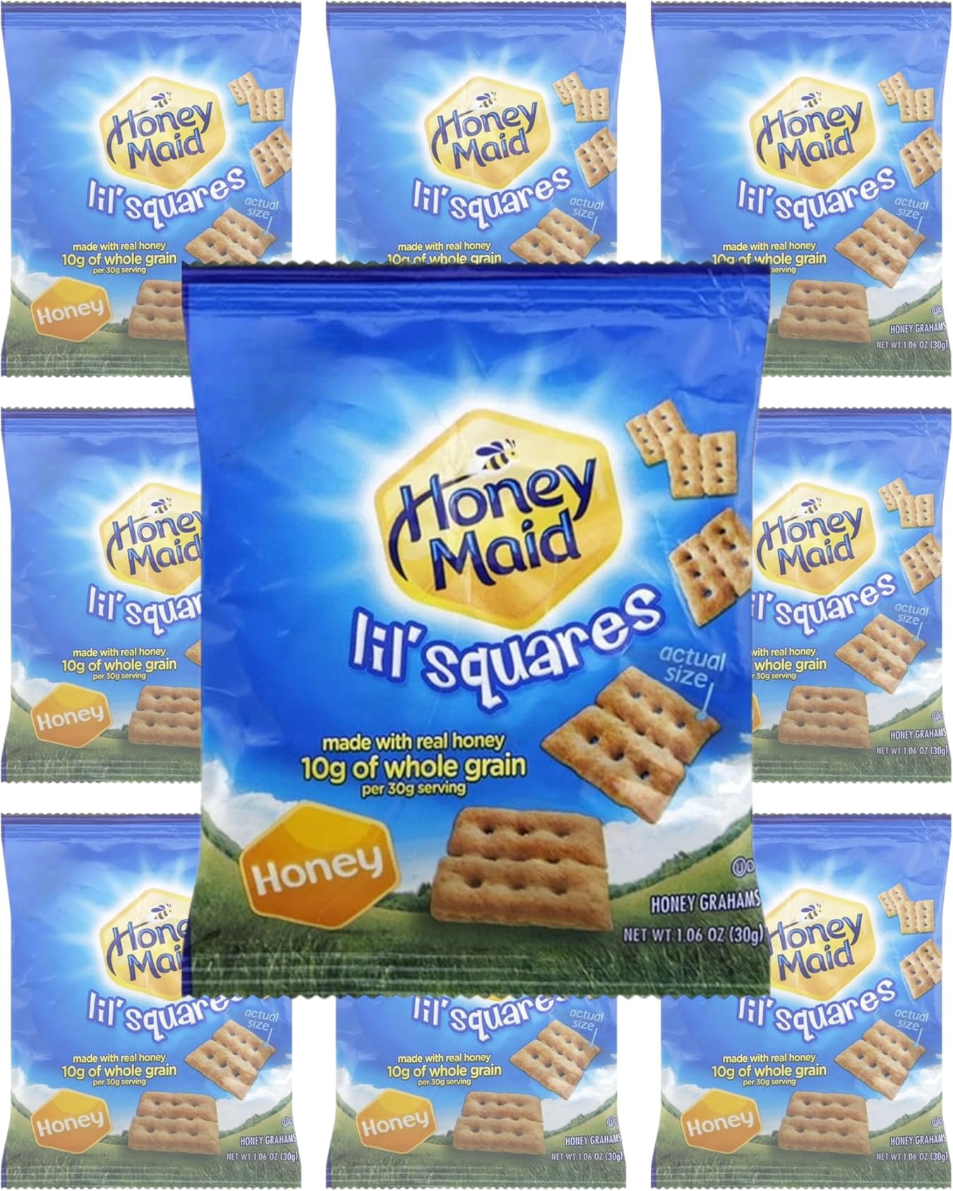 Honey Maid Lil' Squares AIF9 honey Graham Crackers Snack Pack Honey ...