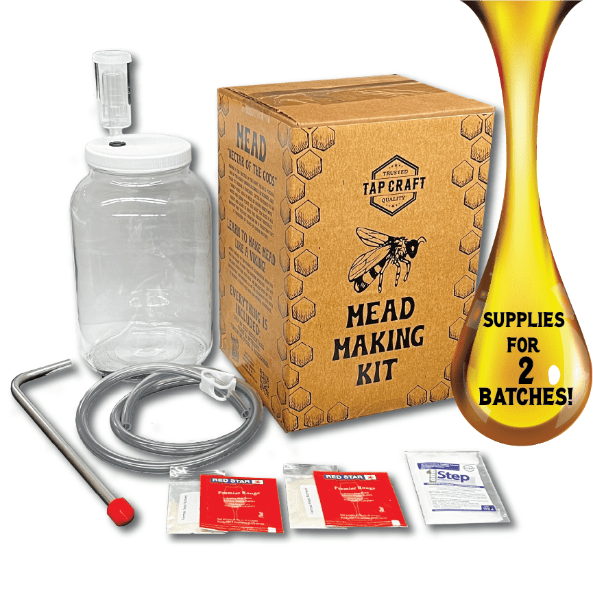 Honey Mead Making Kit with Reusable 1 gallon Wide-Mouth Fermenter - 2 ...