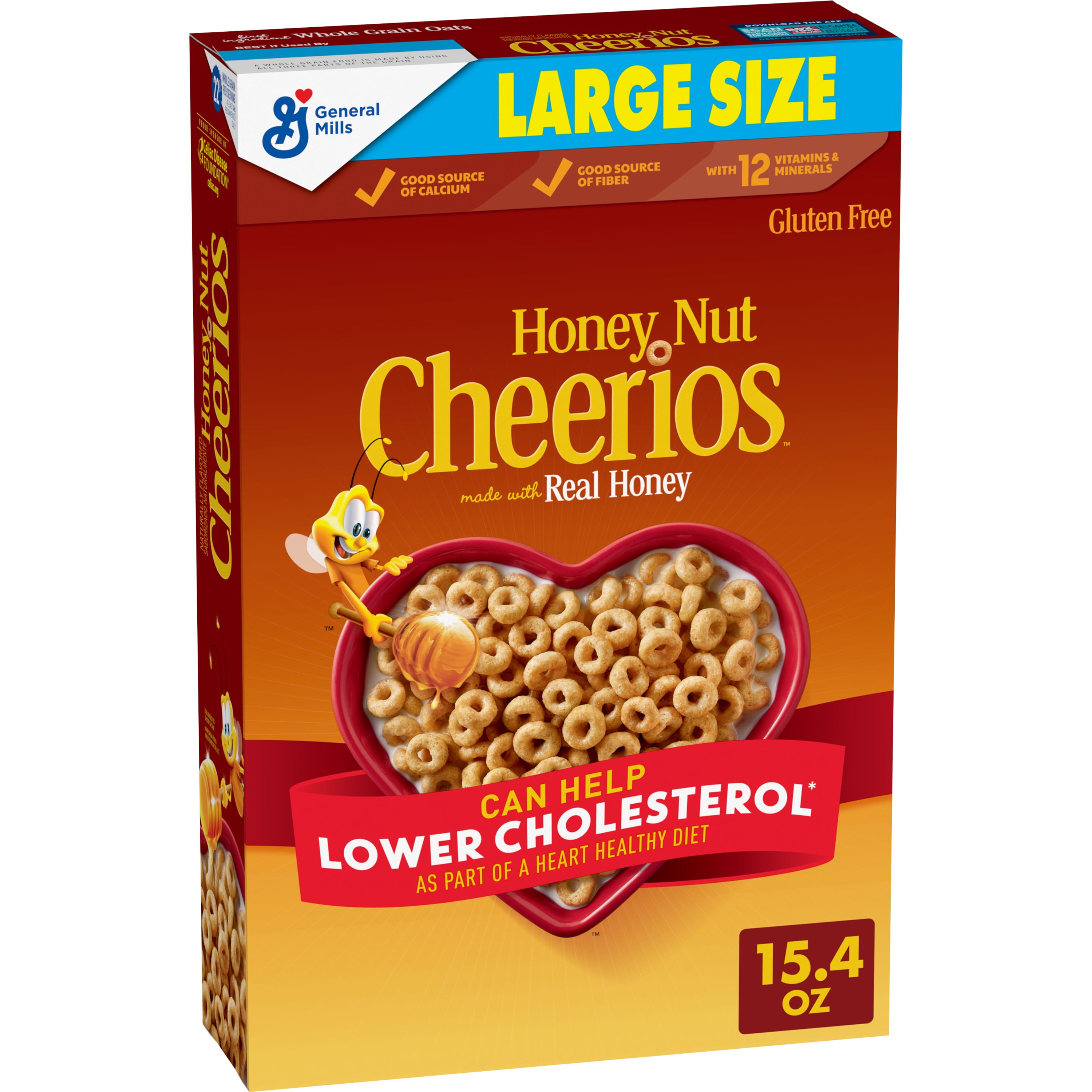 Honey Nut Cheerios Heart Healthy Cereal, Happy Heart Shapes, Large Size ...