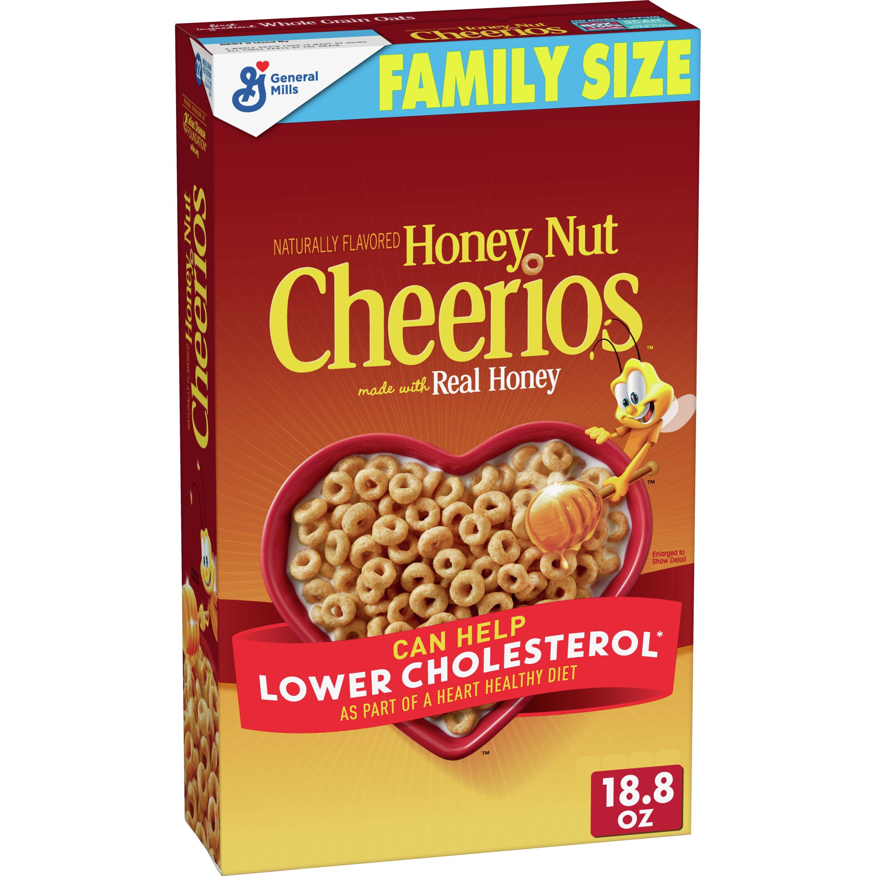 Honey Nut Cheerios Heart Healthy Gluten Free Breakfast Cereal, Family ...