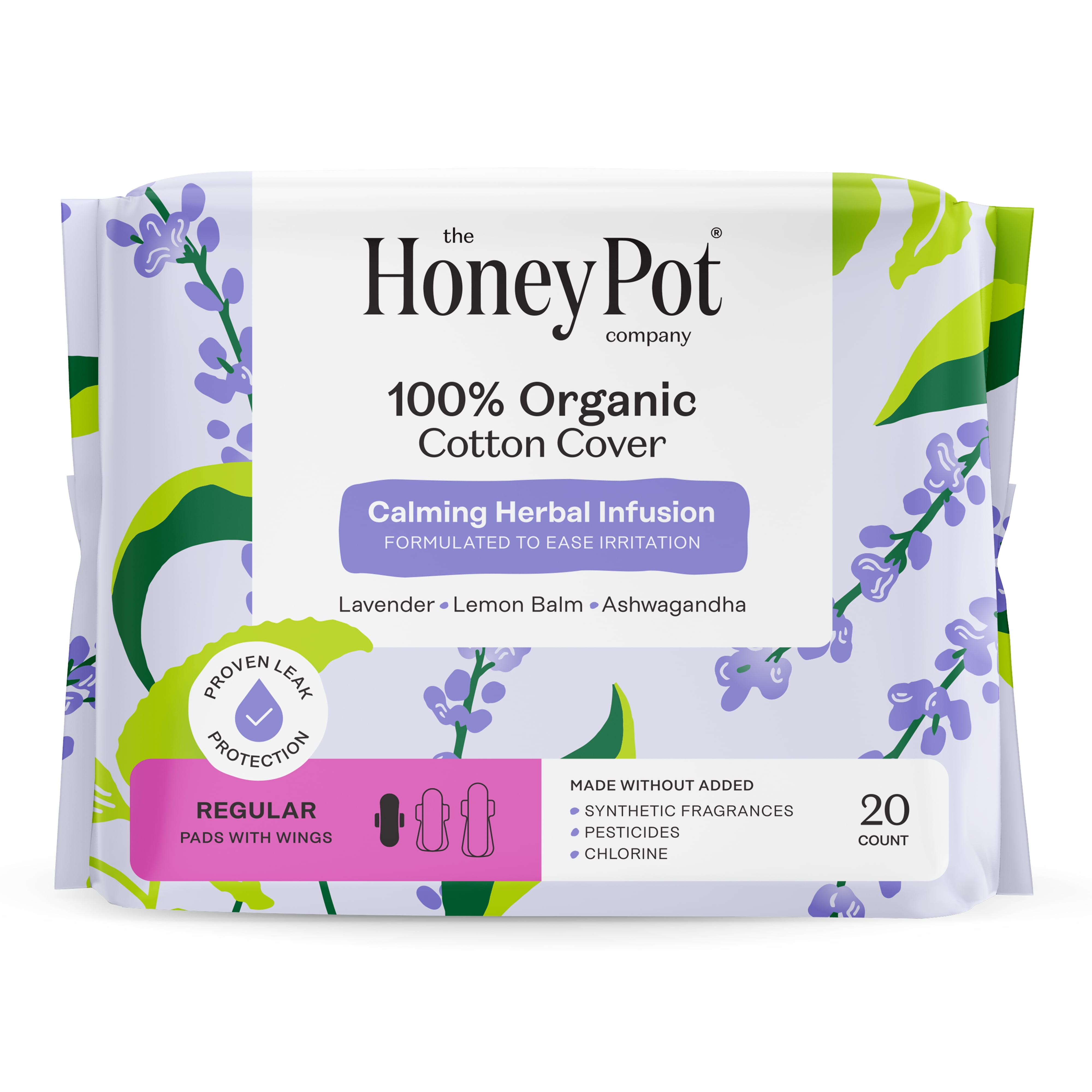 Honey Pot 100% Organic Cotton Cover Calming Herbal Infusion Regular ...