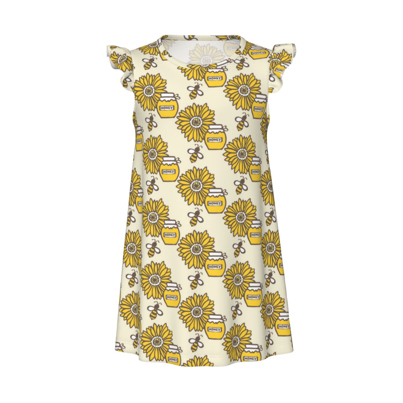 Honey Pot Bee Sunflower Girls Nightgowns, Short Sleeves Princess Dress ...