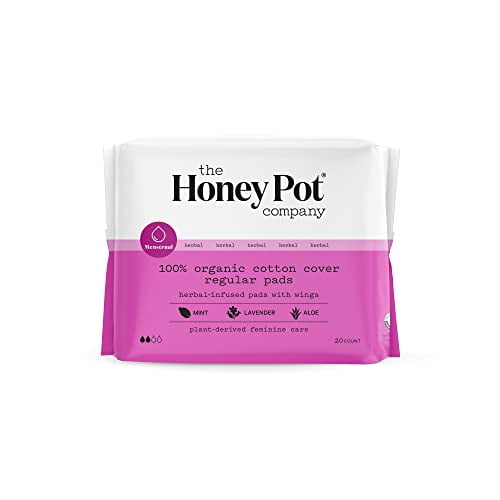 The Honey Pot Company - Herbal Regular Flow Pads w/Wings - Organic Pads ...