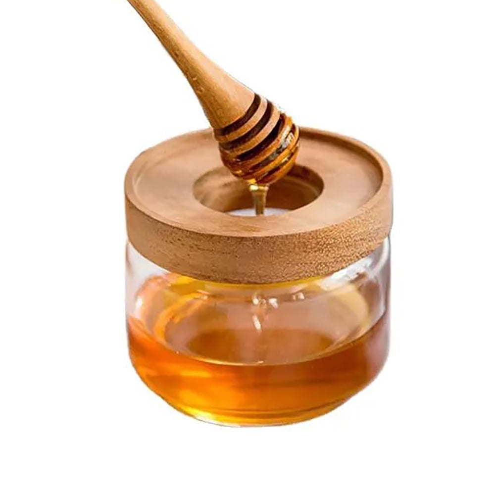 STP Goods Honey Jar, 7.6 fl oz, Borosilicate Glass, Wooden Lid, Honey ...