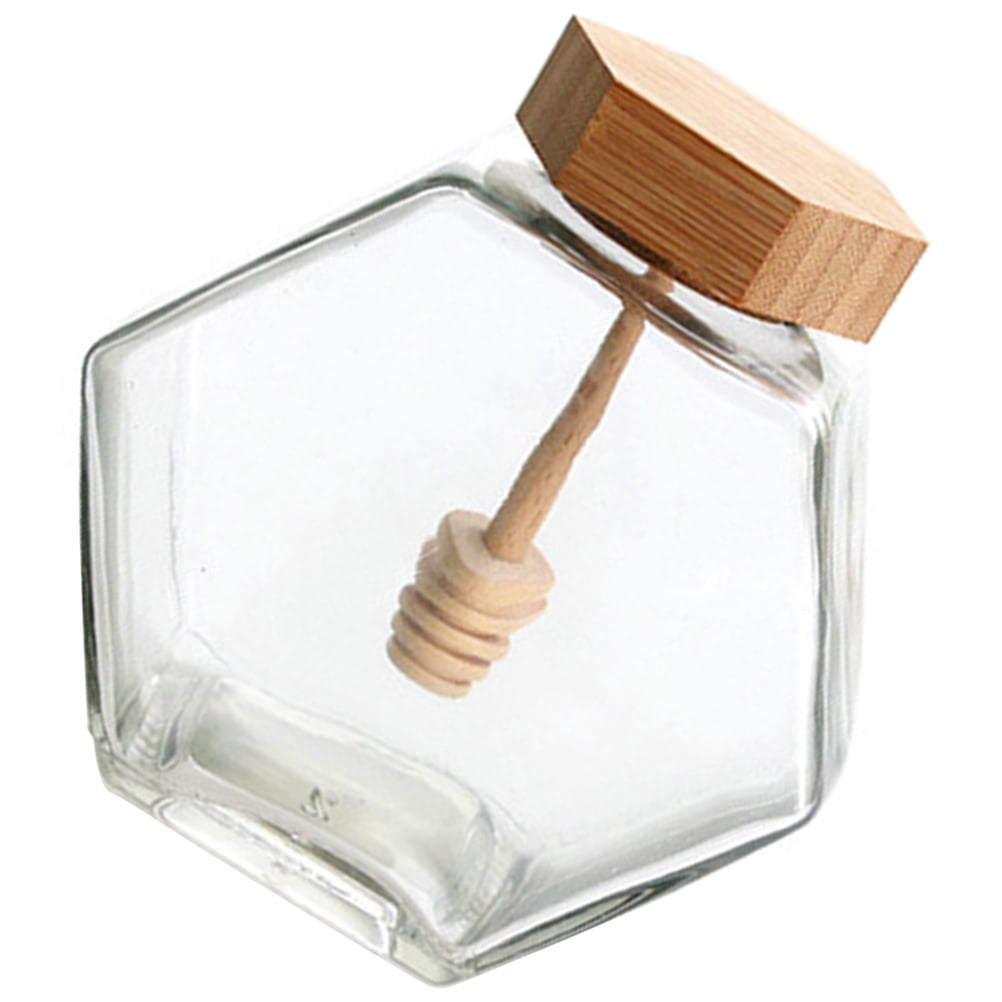 Honey Pot Glass Jar with Lid Syrup Kitchen Honey Dispenser Honey Jar ...