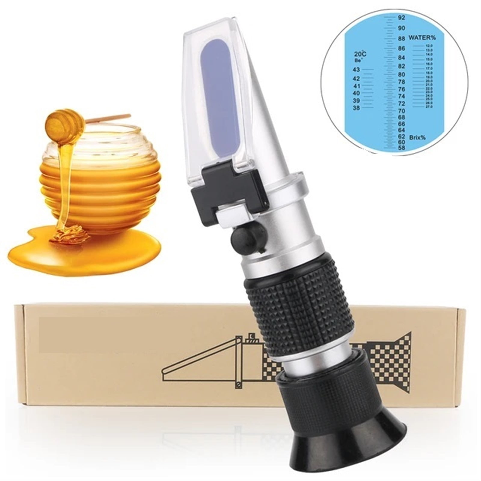 Honey Refractometer High Concentration Sugar Meter Beekeep Tester 0%-90 ...