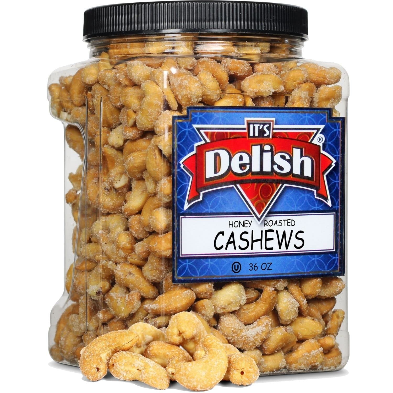 It's Delish Honey Roasted Cashews, 36 Oz Jumbo Container, Gourmet ...