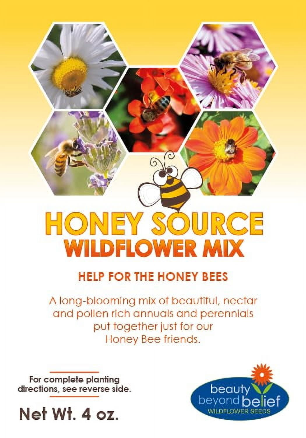 Honey Source Wildflower Seeds Mix for MVR1 Honey Bees - 4oz, Premium ...