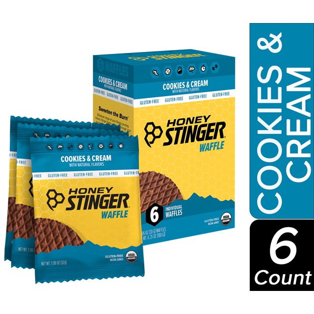 Honey Stinger, Individual Healthy Organic Gluten Free Snack Waffle, Cookies and Cream, 6 Ct ...