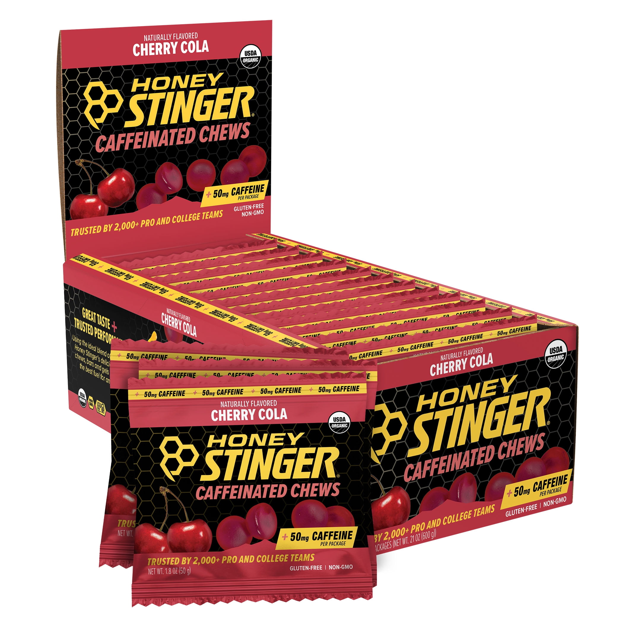 Honey Stinger Organic Gluten-Free Caffeinated Energy Chews, Cherry Cola ...