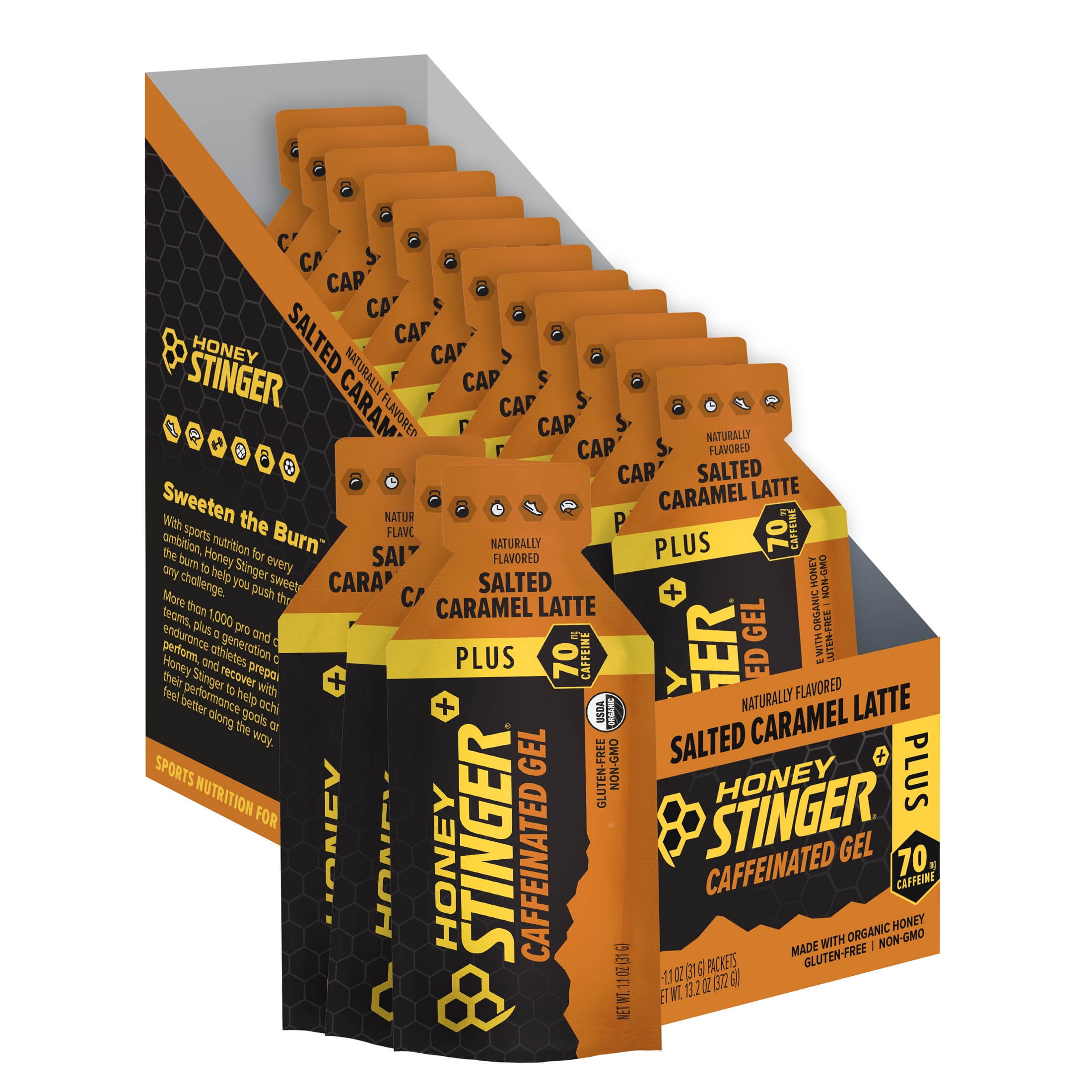 Honey Stinger Organic Caffeinated Energy Gel, Salted Caramel Latte, 1.1 ...