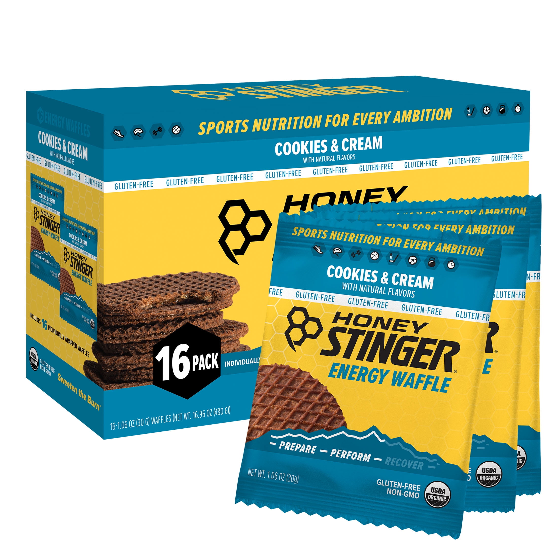Honey Stinger Organic Energy Waffle Snack, Cookies and Cream, Gluten ...