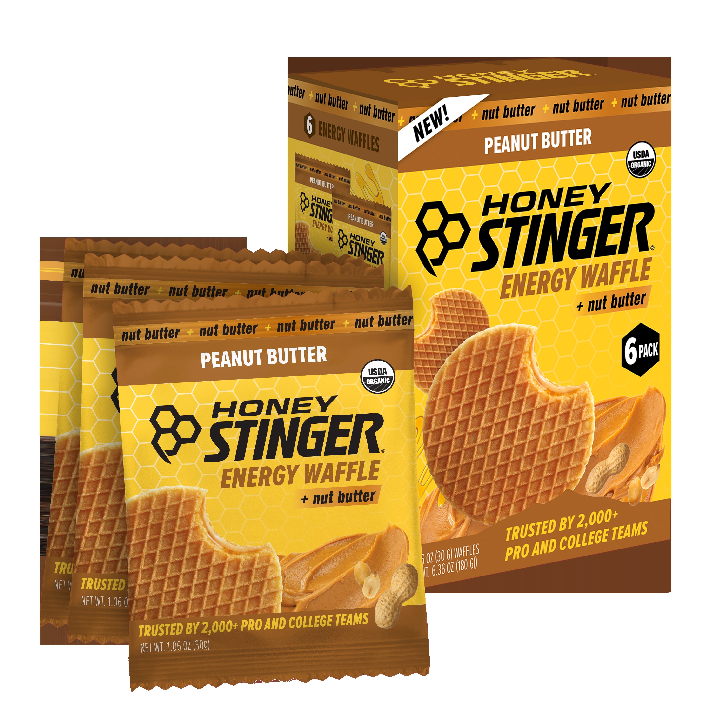 Honey Stinger Organic Energy Waffle Snack, Peanut Butter, 1.06 oz, 6 Count - Walmart.com