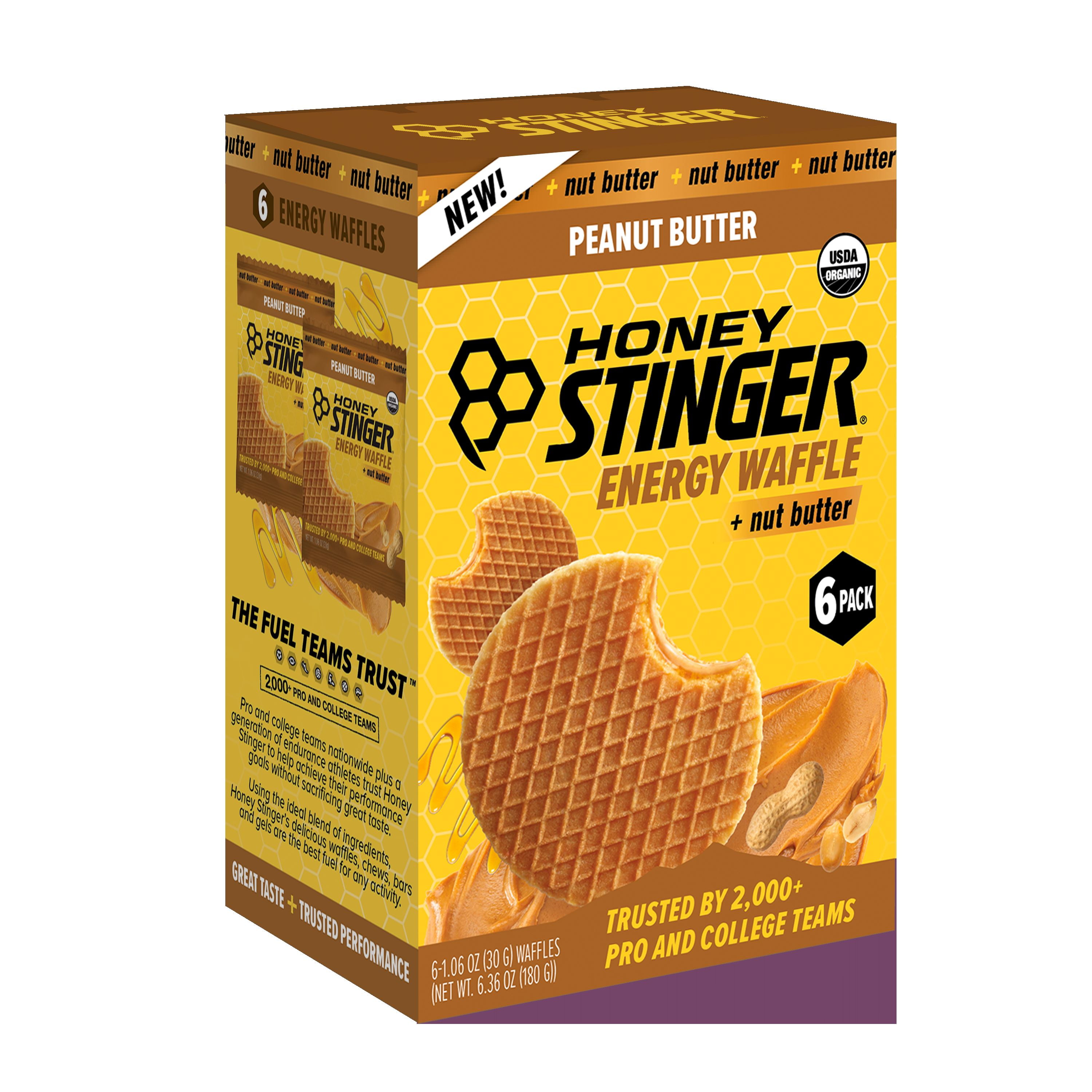 Honey Stinger Organic Energy Waffle Snack, Peanut Butter, 1.06 oz, 6 Count - Walmart.com