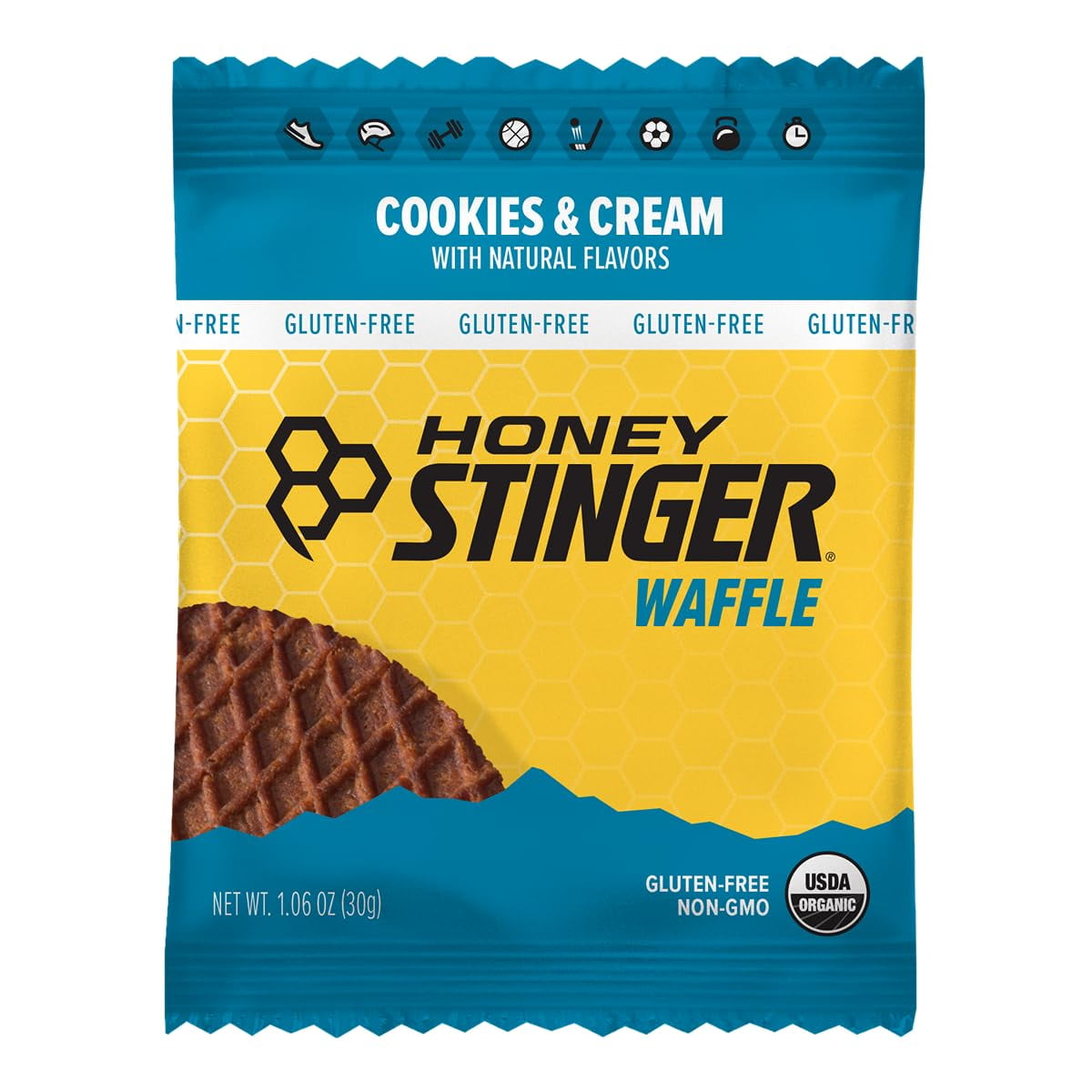 Honey Stinger Organic FEV6 Gluten Free Cookies & Cream Waffle | for ...