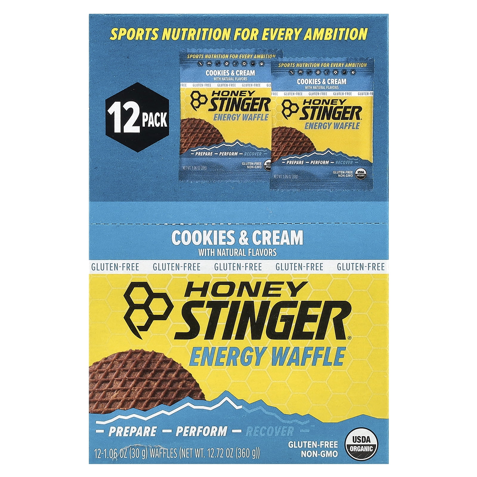 Honey Stinger, Gluten Free Waffle, 12 Count, Cookies & Cream - Walmart.com