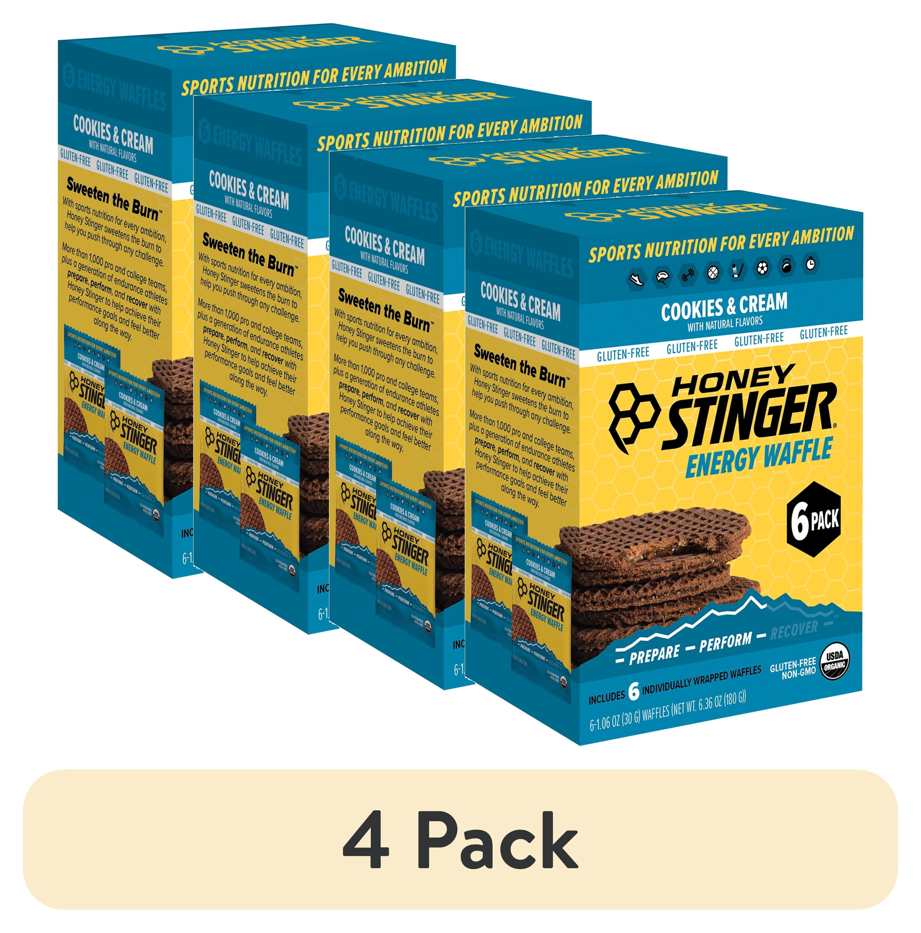 (4 pack) Honey Stinger Organic Waffle Snack, Cookies & Cream, Gluten ...