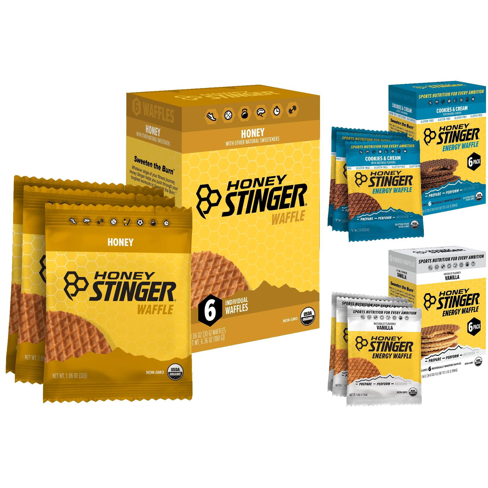 Honey Stinger Organic Waffle Variety Pack – 18 Count Honey, Vanilla ...
