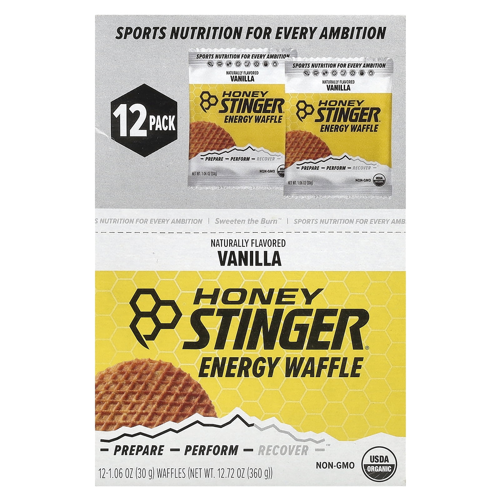 Honey Stinger Vanilla Waffle - 12 Pack, Sports Nutrition Snack with 19g ...