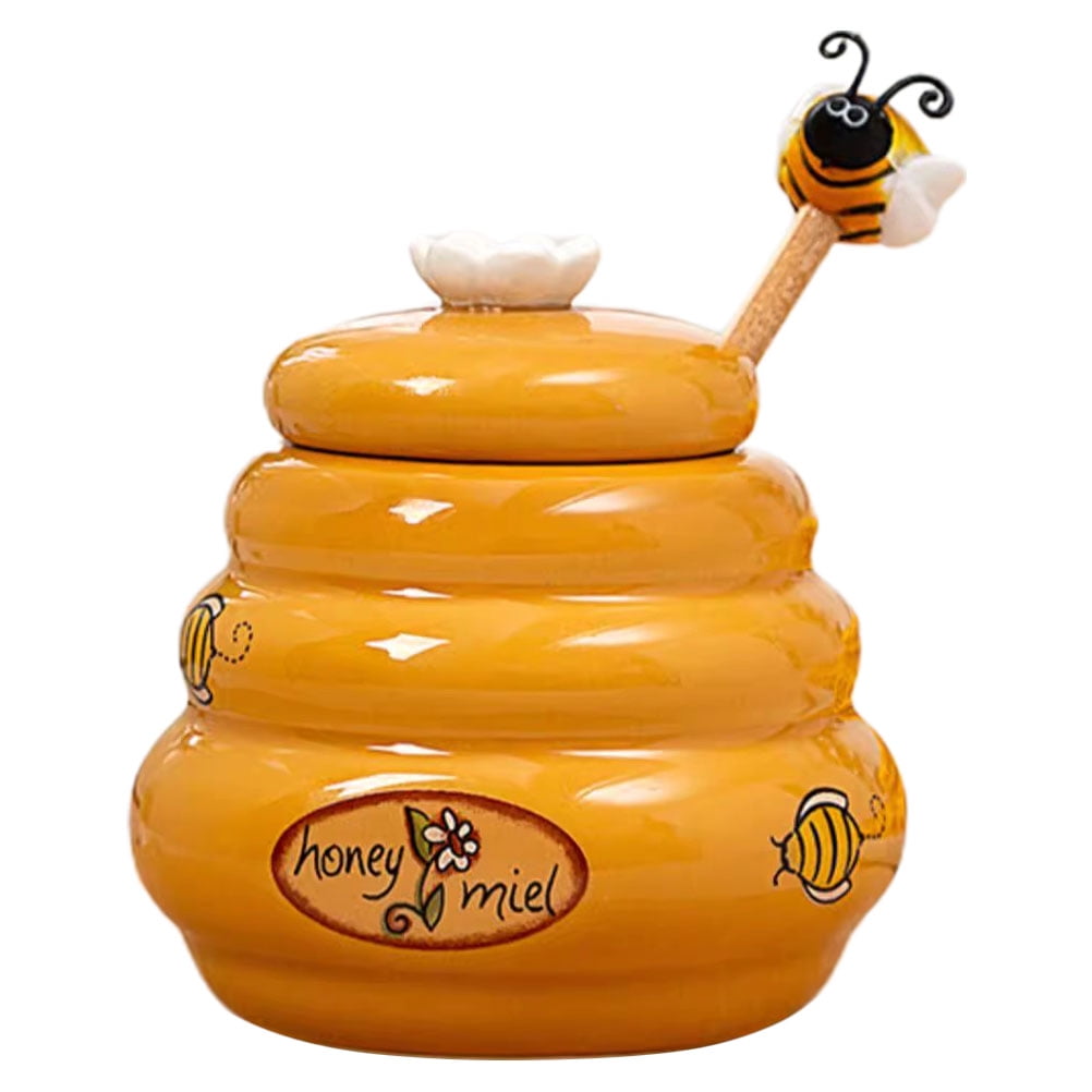 Honey Storage Jar Retro Pot Jars with Dipper Ceramic Canisters ...