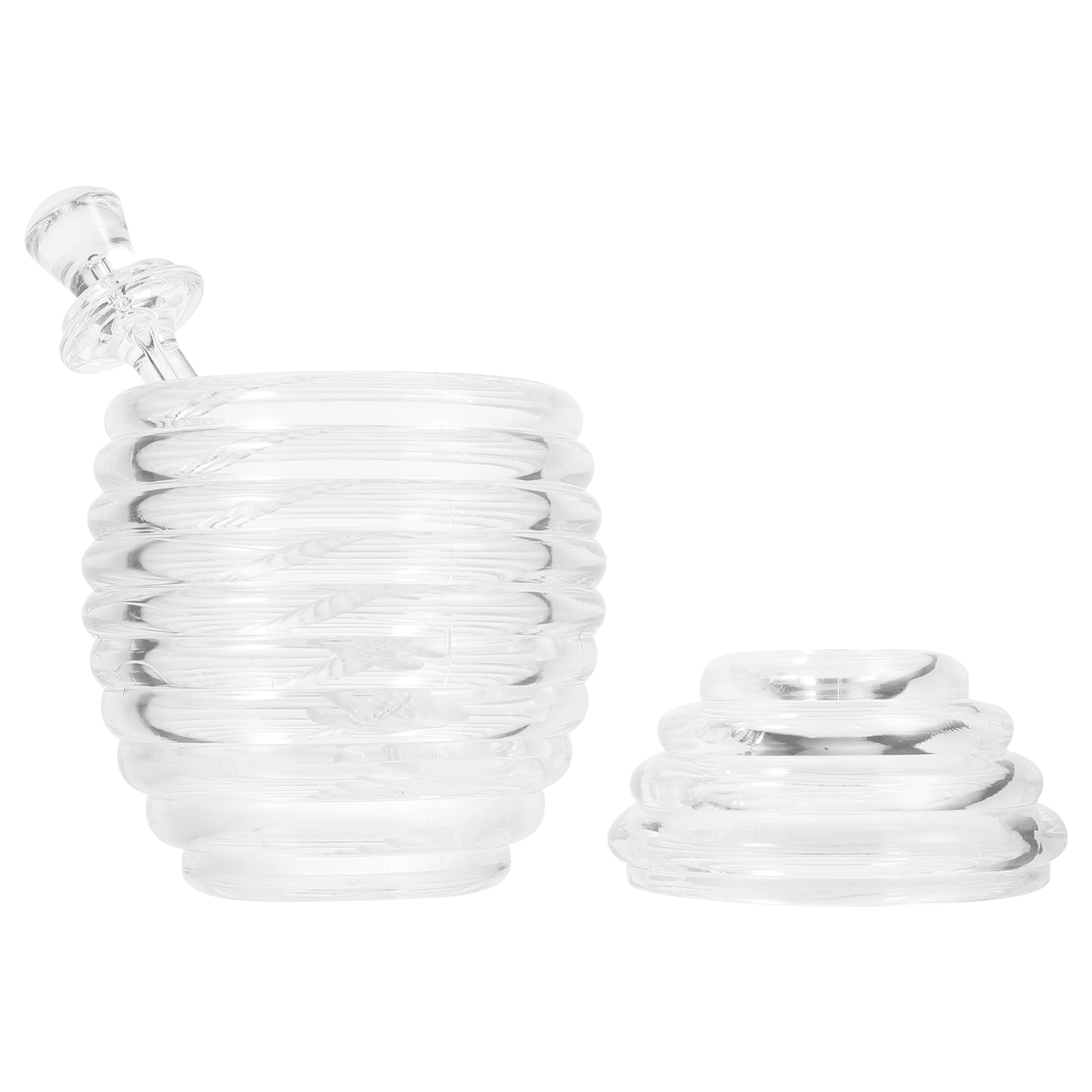 Honey Storage Jar Transparent Dispenser Pot Stirring Rod Holder with ...
