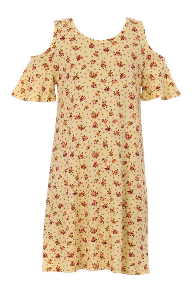 Honey Vanilla Girls' Floral Cold Shoulder Tunic Dress with Easy ...