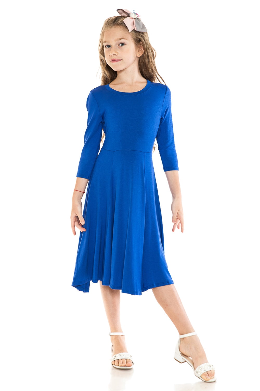 Honey Vanilla Girls' Princess Seam A-Line Dress with Full Skirt and ...