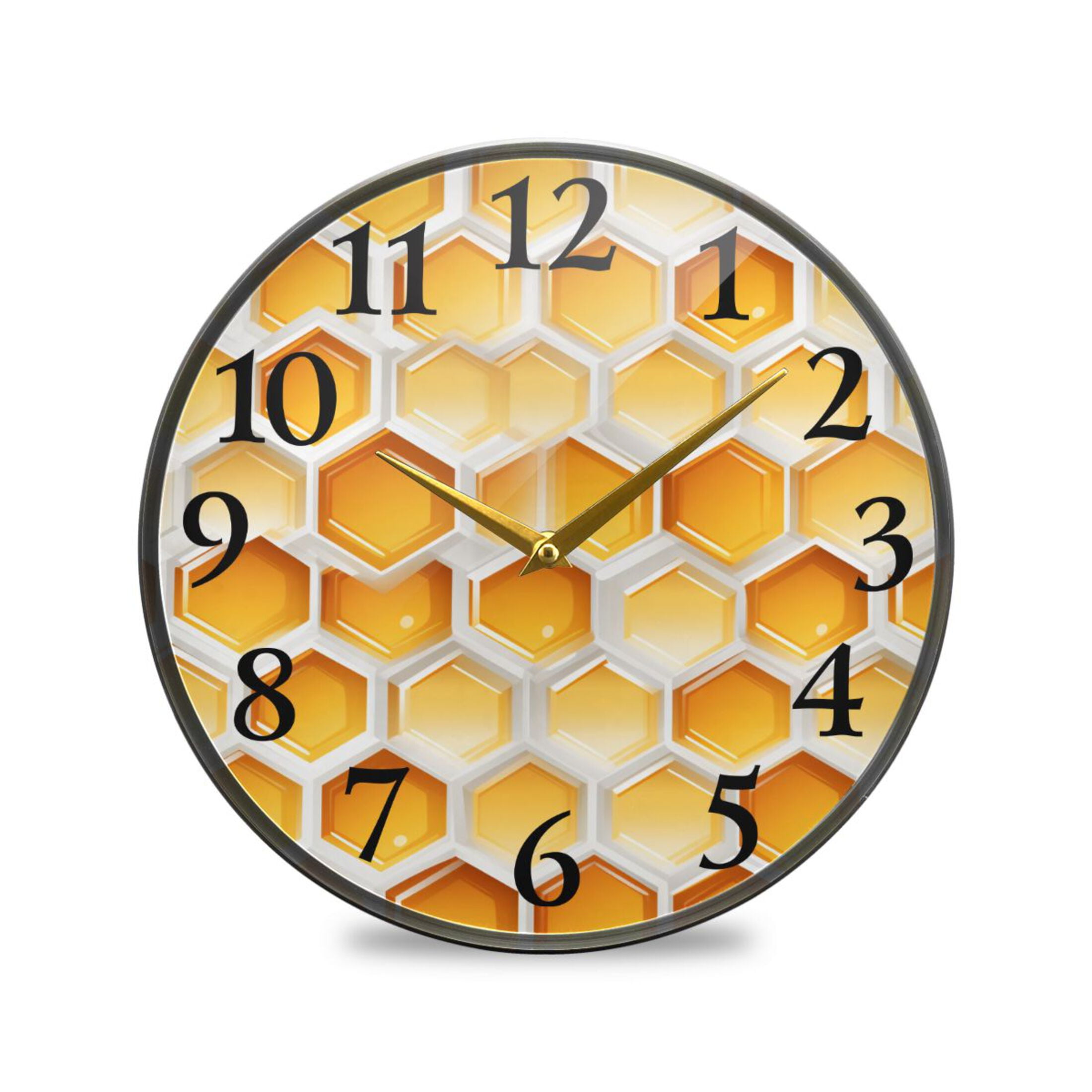 Honey Wall Clocks Battery Operated 11.9 Inch Round Clock Acrylic Silent ...