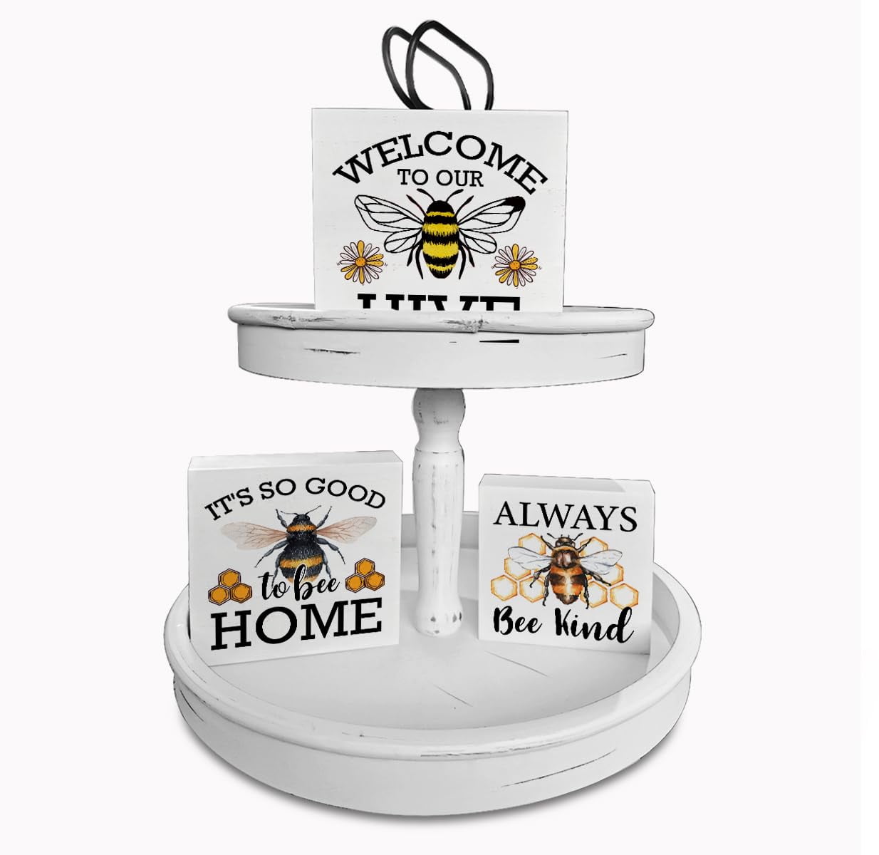 Honey Wooden Box Signs 3 Pieces Honeycomb Tiered Tray Wood Signs Decor ...