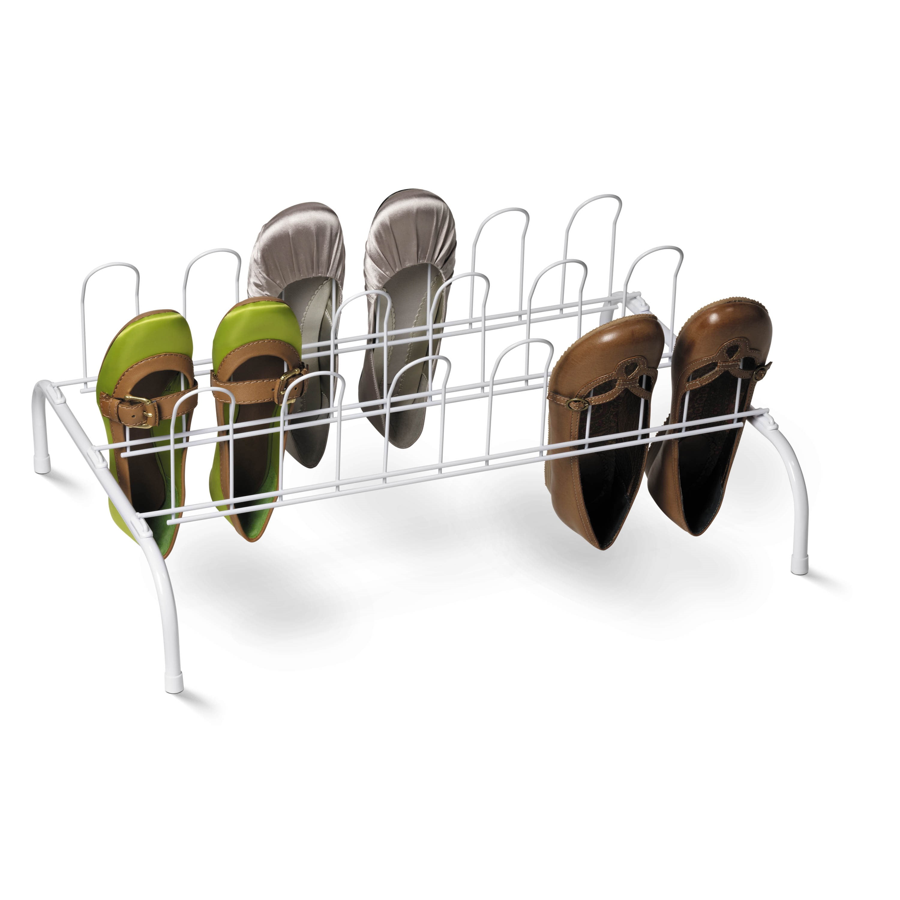 Honey-Can-Do SHO-01171 9 Pair Floor Shoe Rack - White - Walmart.com