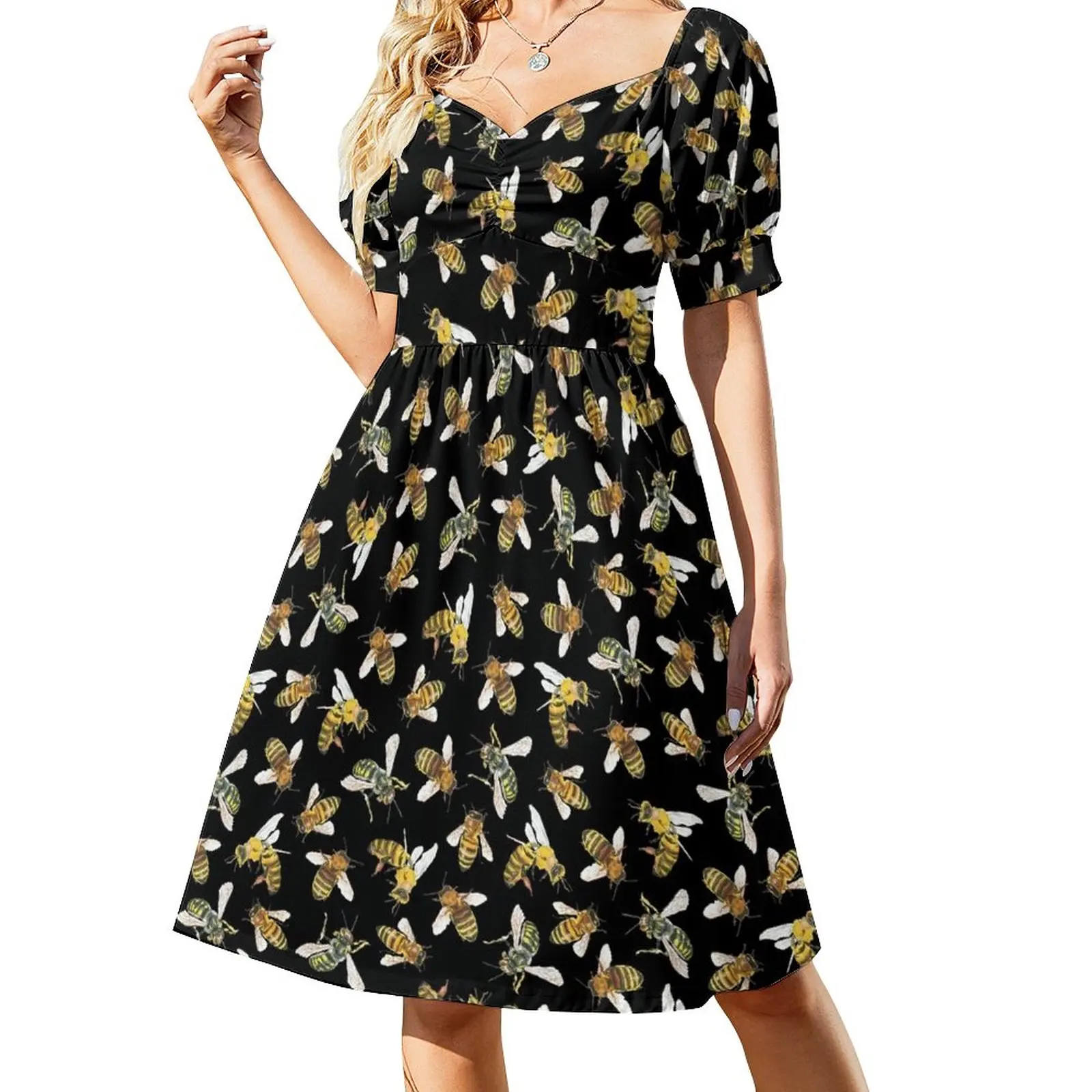 Honey to the Bee (Black) Sleeveless Dress elegant women's sets Woman ...