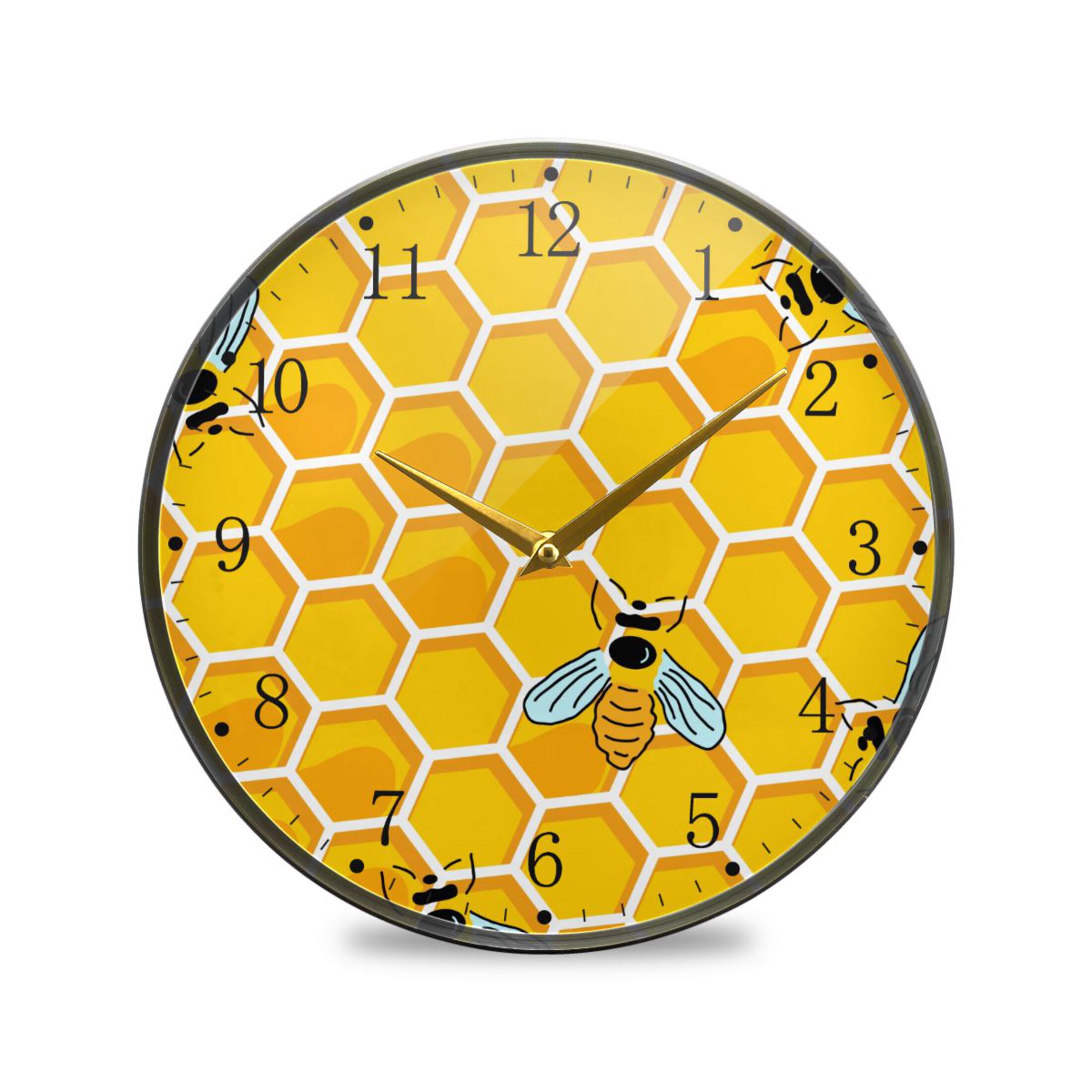 Honey with Bees Acrylic Wall Clocks Quiet Round Clock Battery Operated ...