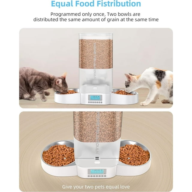 Honeyguaridan 5l Automatic Cat Feeder For Two Cats Cat Food Dispenser