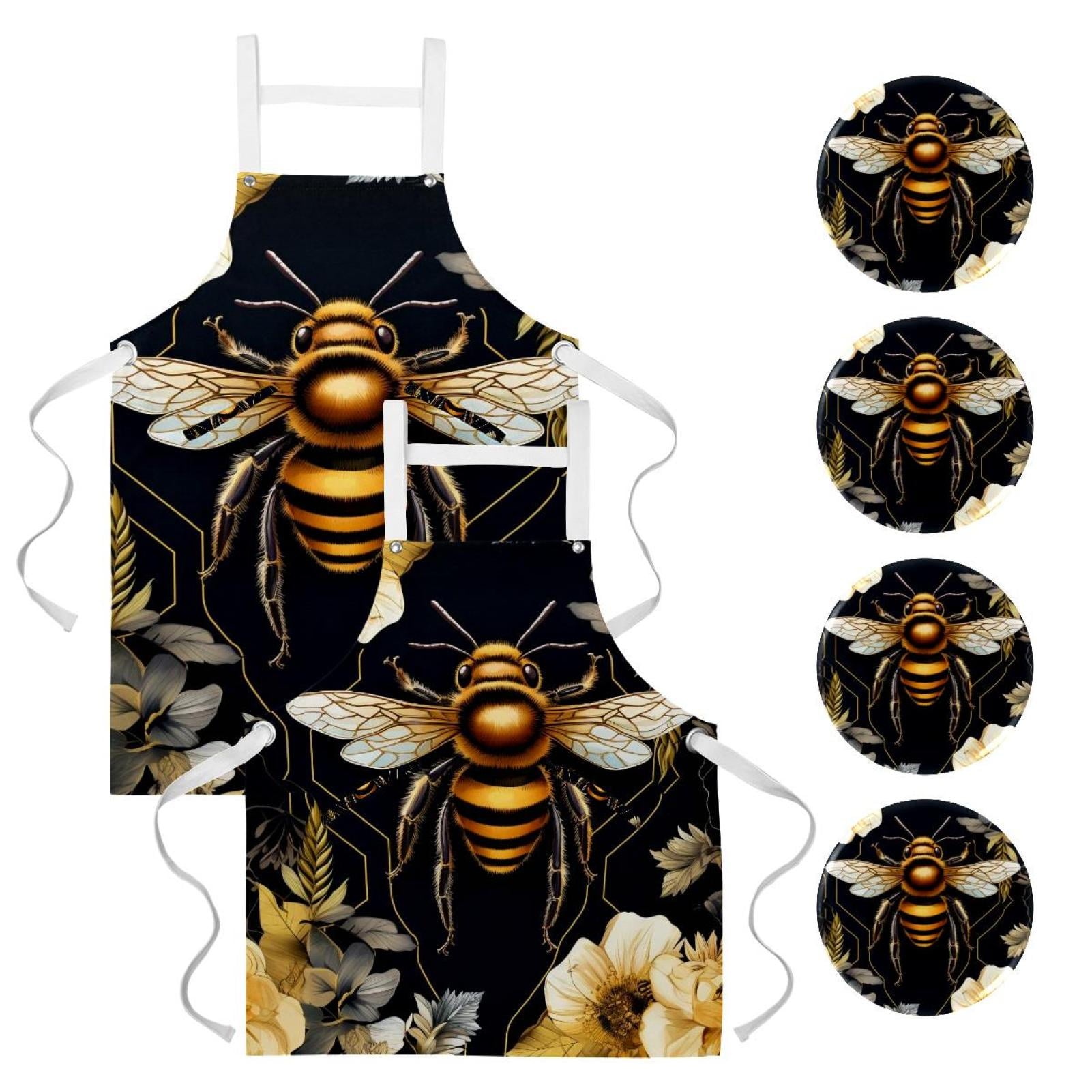 Honeybee 2 Pack Waterproof Apron with Pockets and Badge - Button Pins ...
