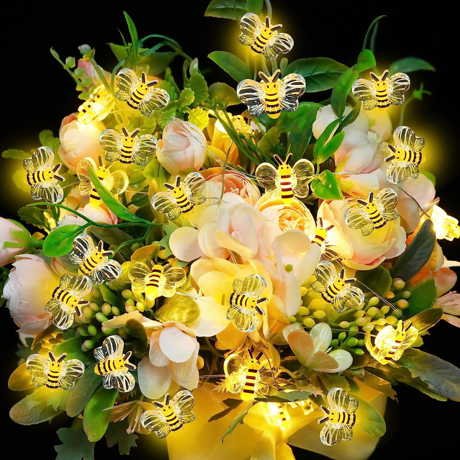 Honeybee Fairy String Lights 10 ft Bee Lights with 30 Pcs Honeybee Shaped LED Light for Fairy ...