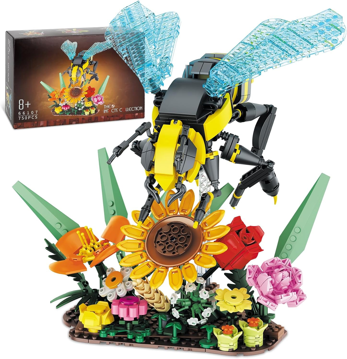 Honeybee & Flower Building Blocks Set, Realistic Insect Model with ...