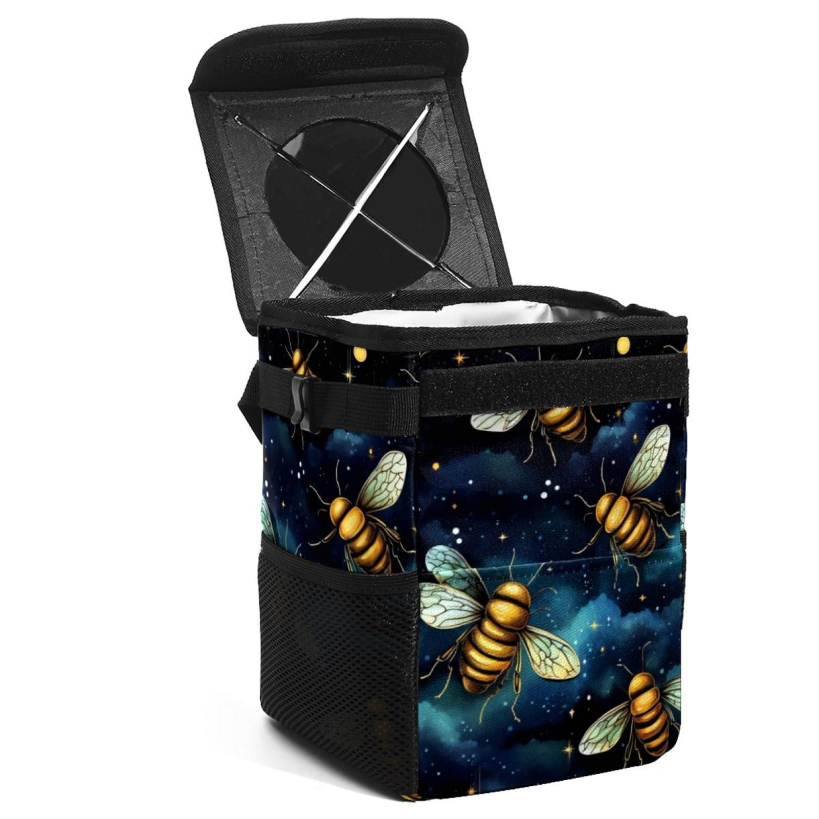 Honeybee Foldable Car Trash Bin with Lid, Leak-Proof Mini Trash Can for ...
