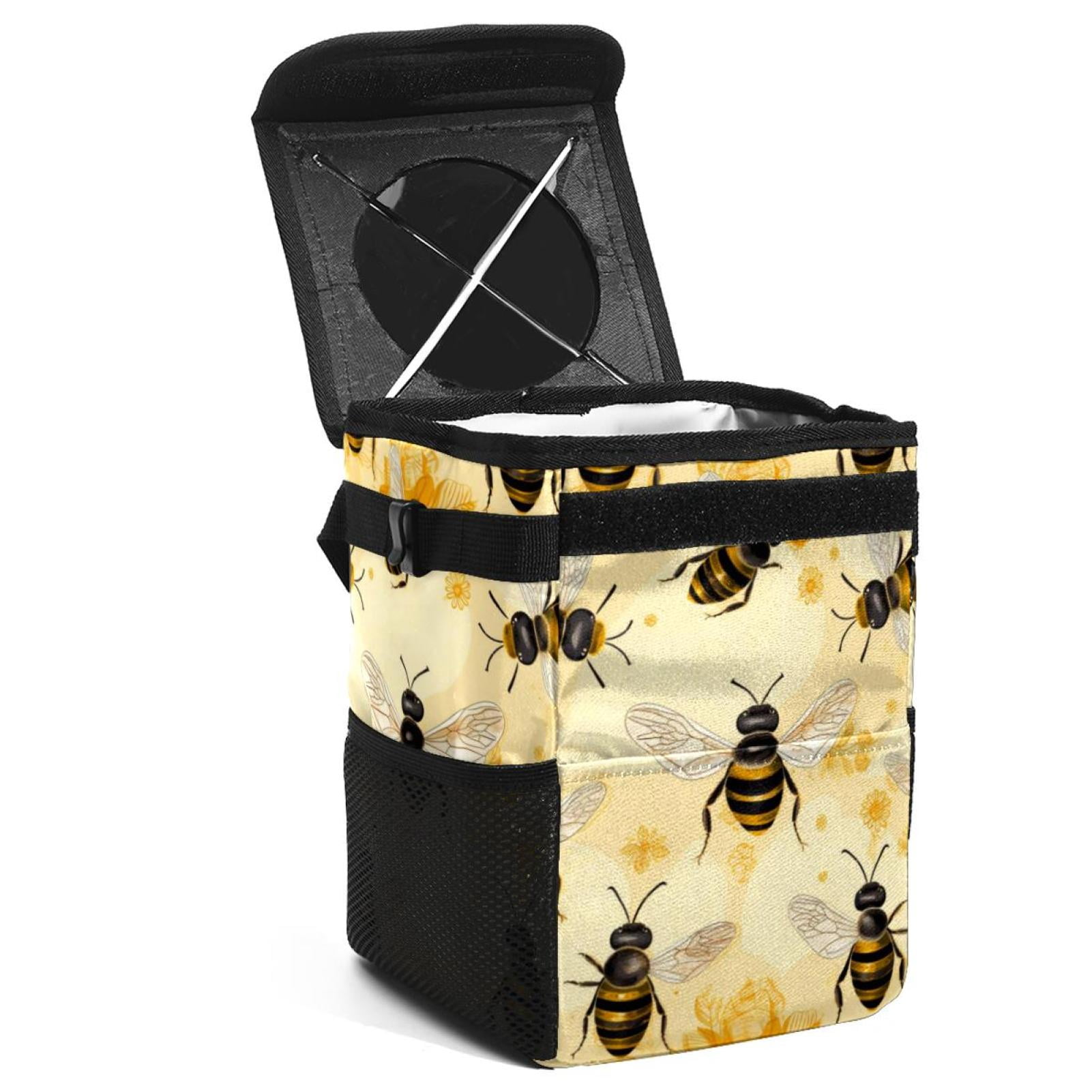 Honeybee Foldable Car Trash Bin with Lid, Leak-proof Mini Trash Can for ...