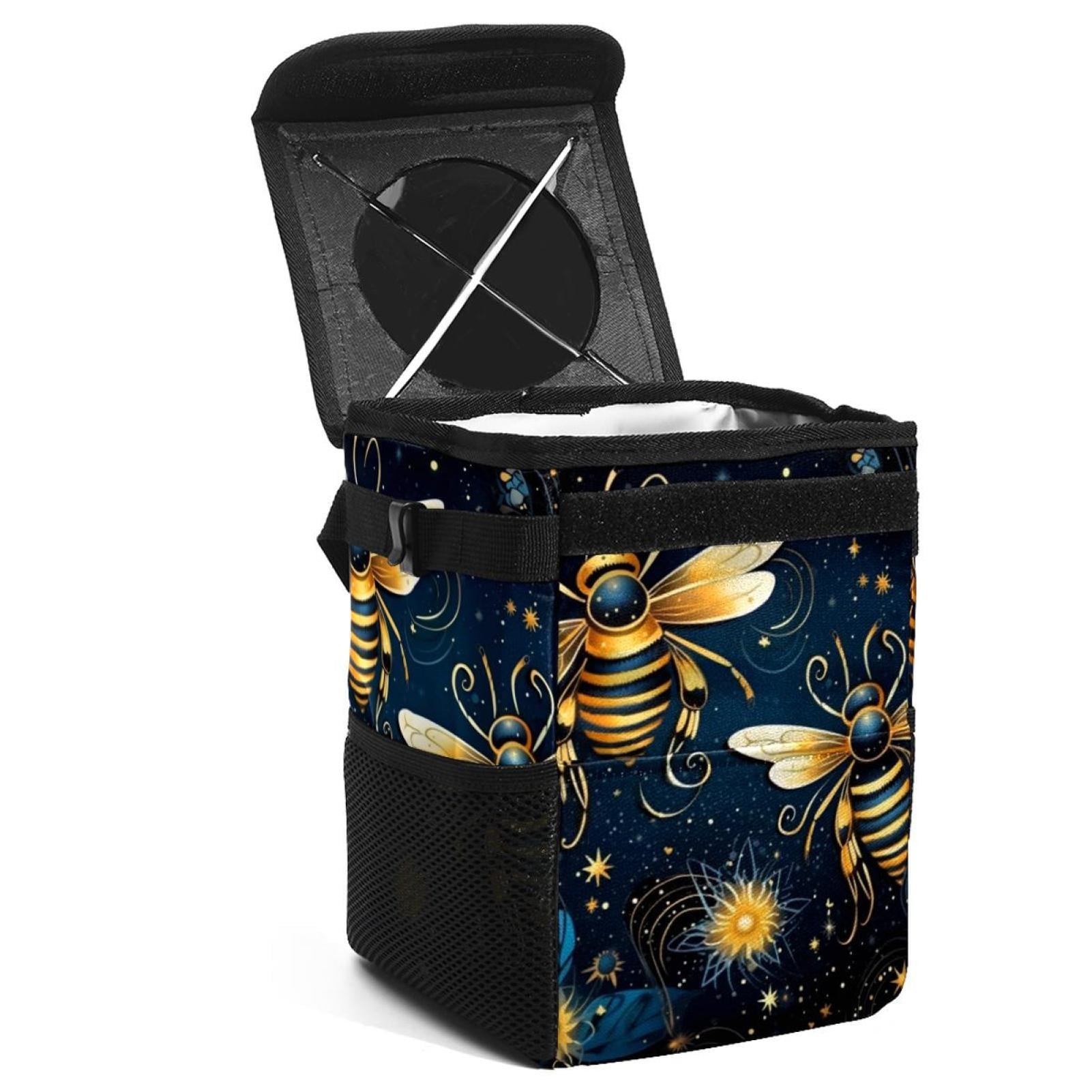 Honeybee Leak-Proof Foldable Car Garbage Can with Lid and Hanging ...