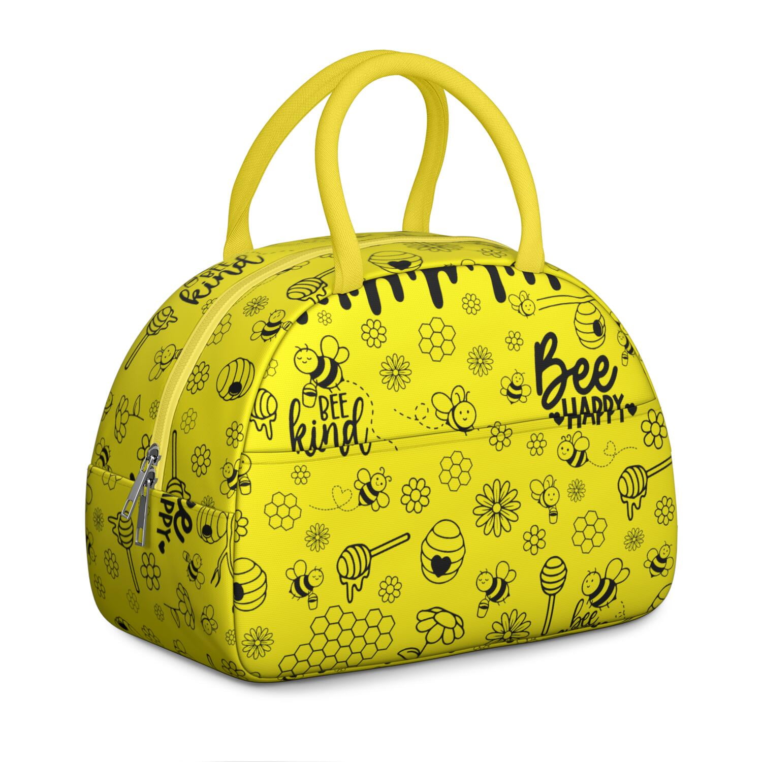 Honeybee Lover Lunch Bag – Yellow Bee Print with Hive and Queen Bee ...