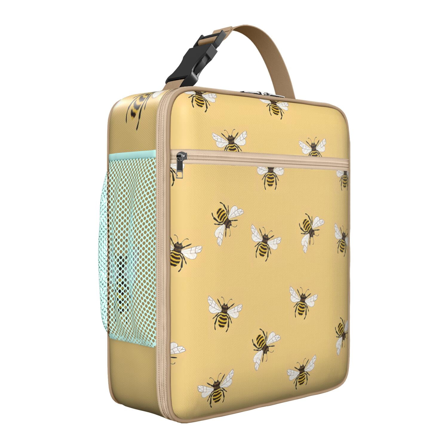 Honeybee Lover Lunch Box, Cartoon Bumble Bee Print with Honeycomb ...