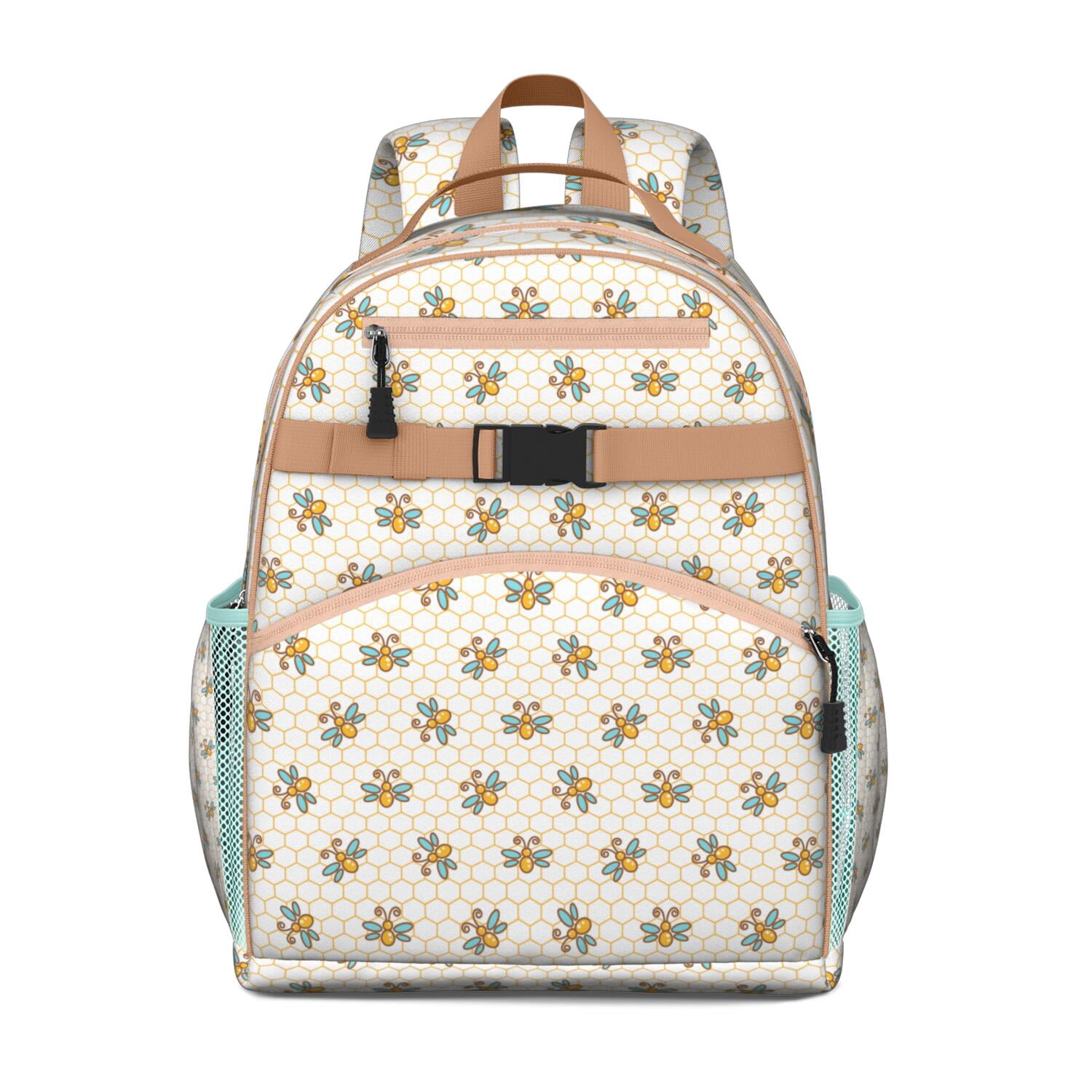 Honeybee Lover School Backpack with Yellow Hive Cartoon, Bee Print ...