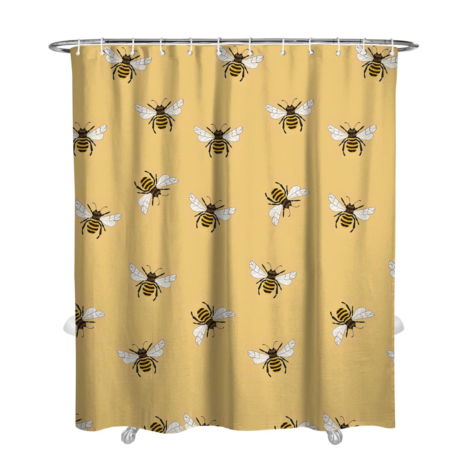 Honeybee Lover Shower Curtain Premium Fabric Bathroom Drape - Yellow ...
