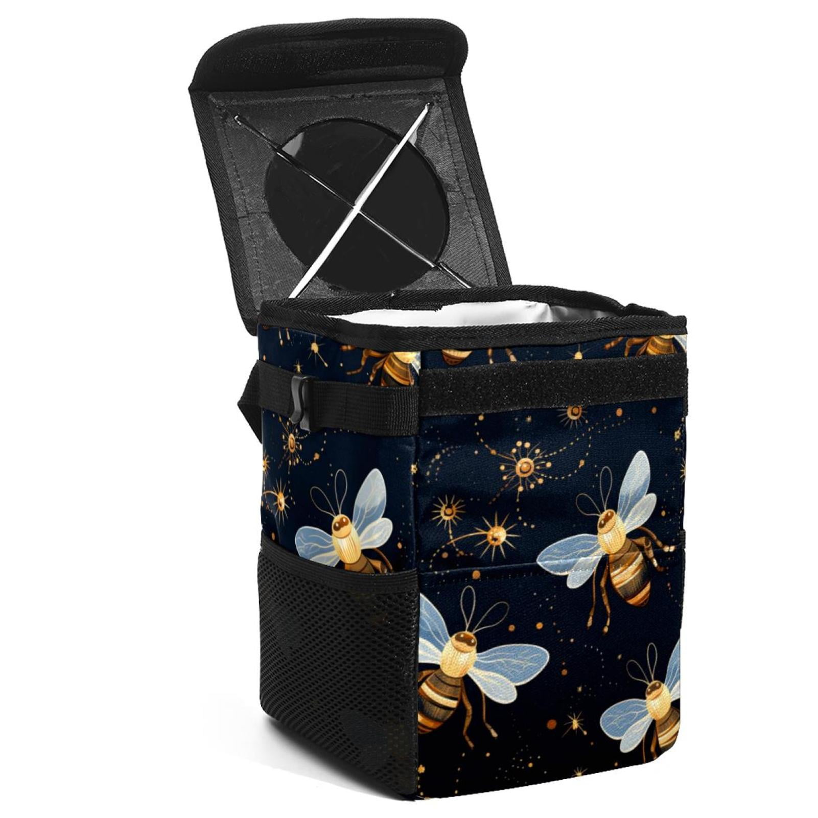Honeybee Mini Trash Can for Car: Foldable, Leak-Proof with Lid, Hanging Storage Bag - Car Trash ...