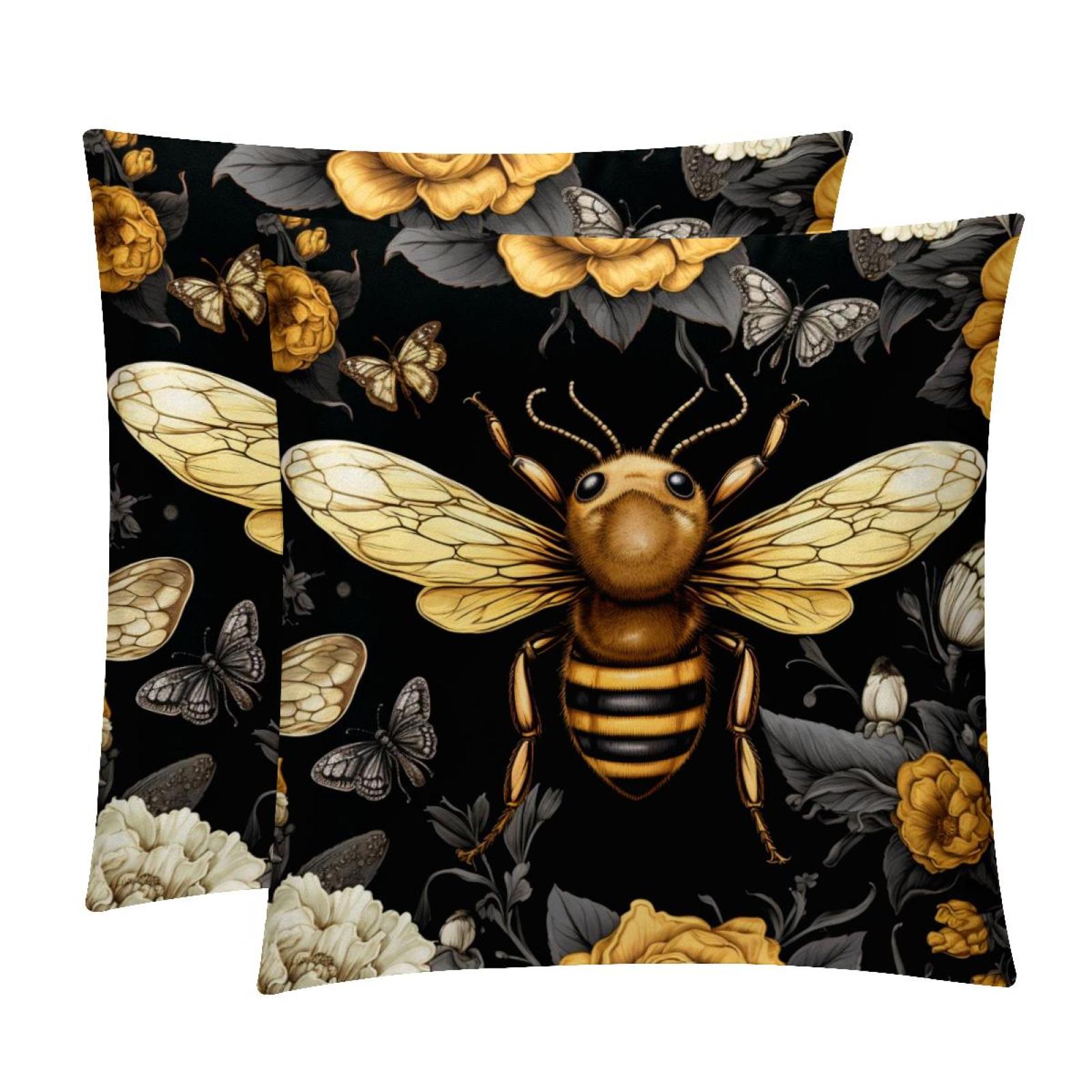 Honeybee Patterns for Home Decor, Covers Available in 16x16, 18x18, and 20x20 Inches,for Living ...